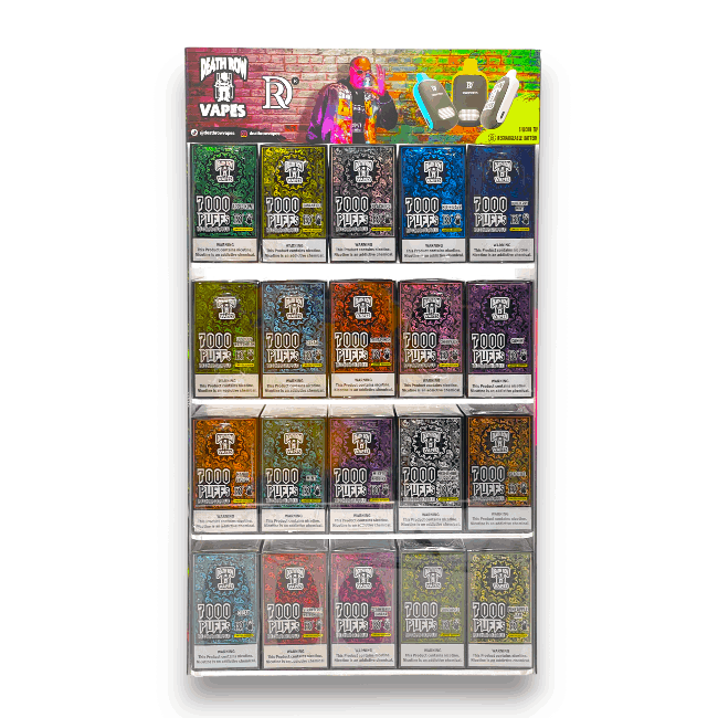 DISPLAY - DISPOSABLE VAPE - DEATH ROW - 7000 PUFFS - 4 SHELF - 100CT ...