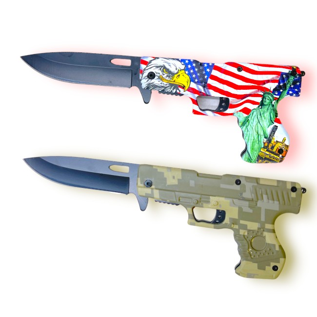 RAZOR - NOVELTY - KNIFE - TACTICAL - SPRING ASSISTED - GUN SHAPE - 1CT