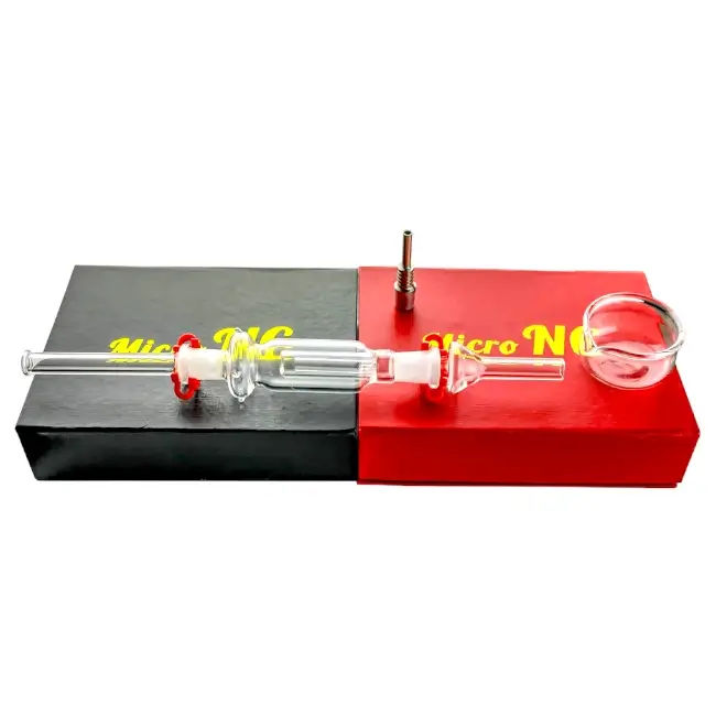 MICRO NC - SMP - GLASS PIPE - NECTAR COLLECTOR KIT - 1CT - BLACK / RED