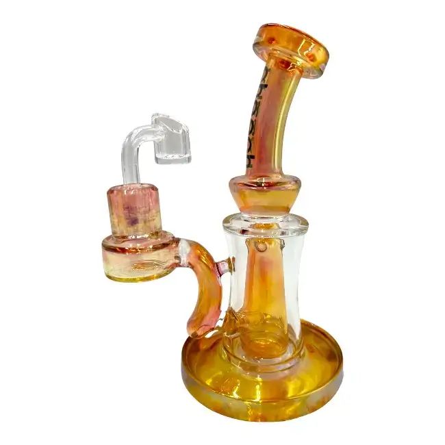 CHEECH - GLASS PIPE - WATERPIPE - FUMED RIG WITH DAB PAD