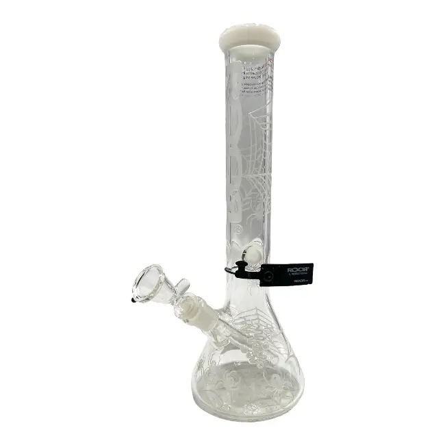 Roor Strain Glass Beaker WaperPipe - White Widow - White