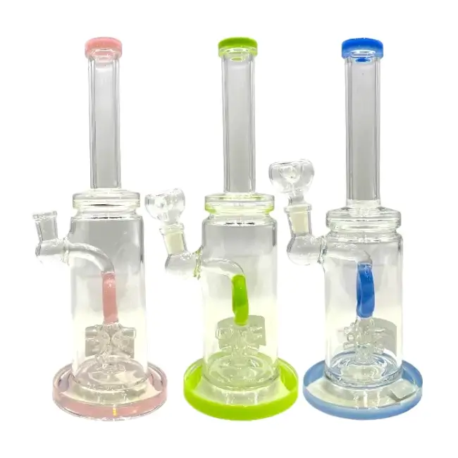 NBC - GLASS PIPE - WATER PIPE - 8" - W/ STRAIGHT TUBE PERCULATOR