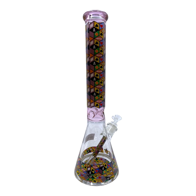 NBC17" Pyramid Beaker Glass WaterPipe- Pink